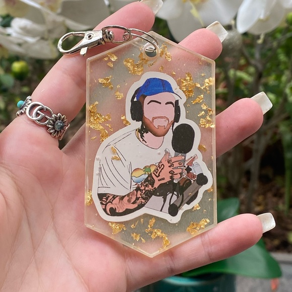 Accessories | Mac Miller Cartoon Gold Flakes Keychain Bag Charm Resin ...
